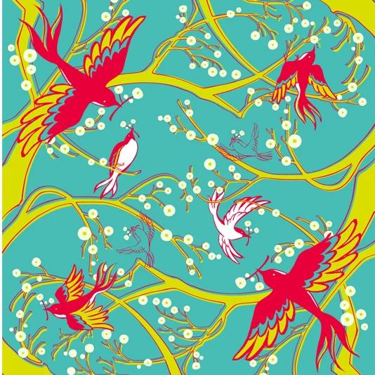 Furoshiki—L—HANAKUI BIRD PATTERN – Koto Kyoto